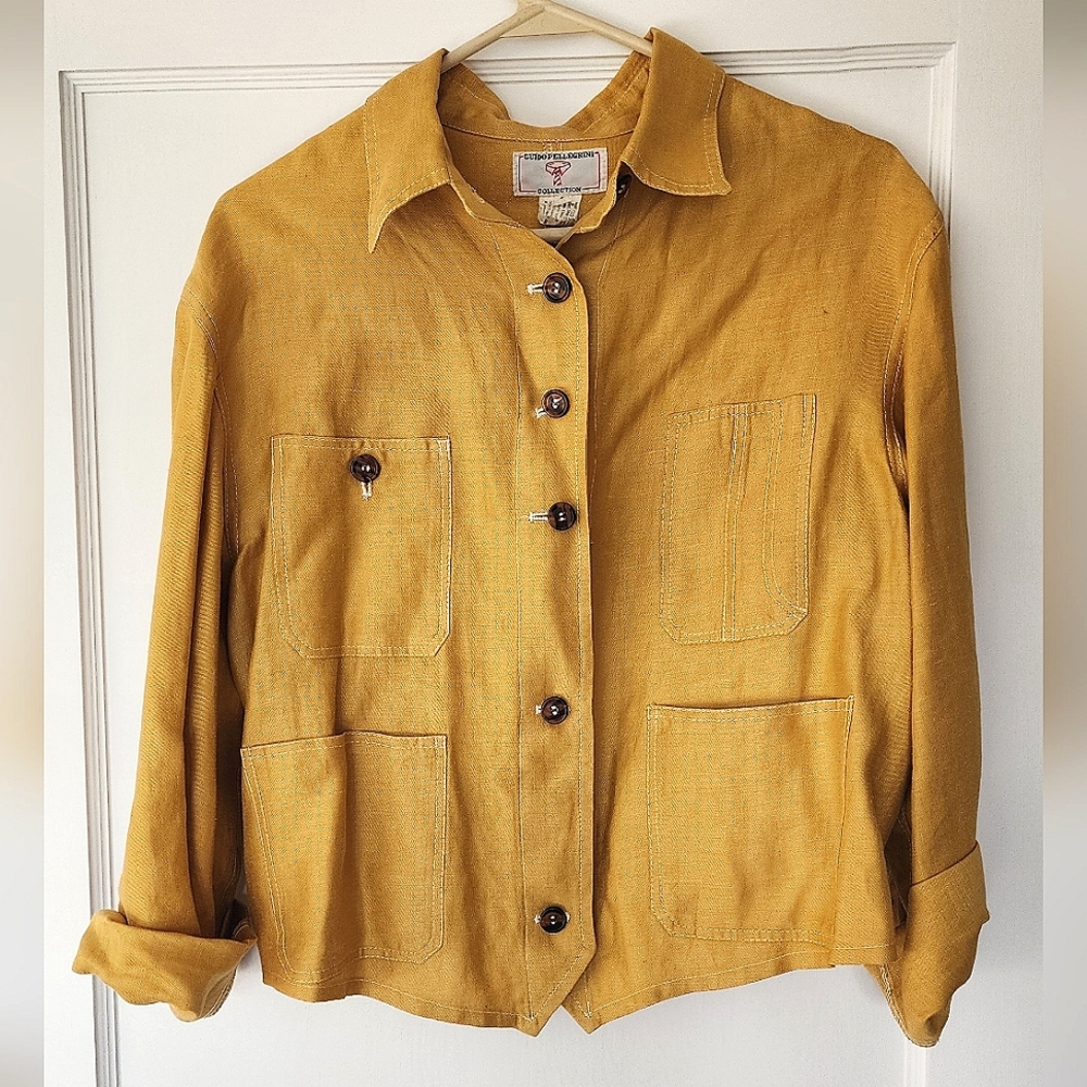 Vintage Mustard Yellow Italian Linen Jacket Rare Guid… - Gem